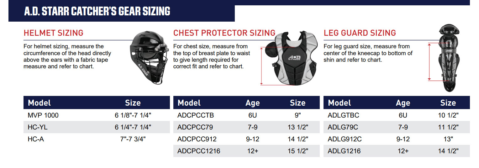 A.D. STARR Youth Baseball Catcher's Gear Set with Hockey Helmet, Ages 9 ...